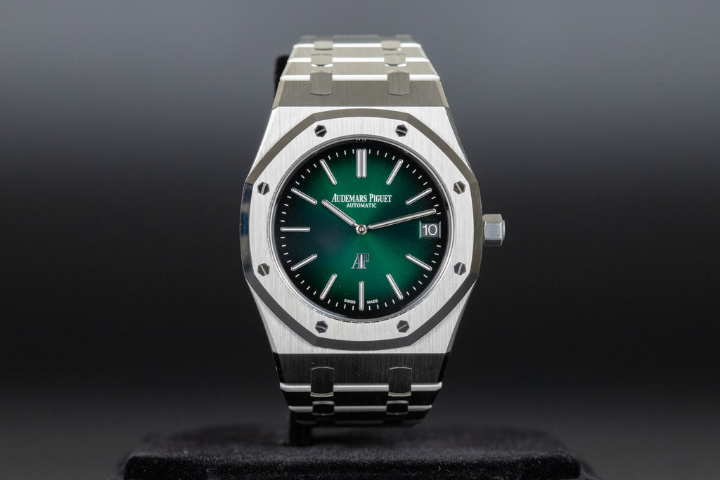 Audemars Piguet15202PT Royal Oak Jumbo Green Dial – Newport Watch Club