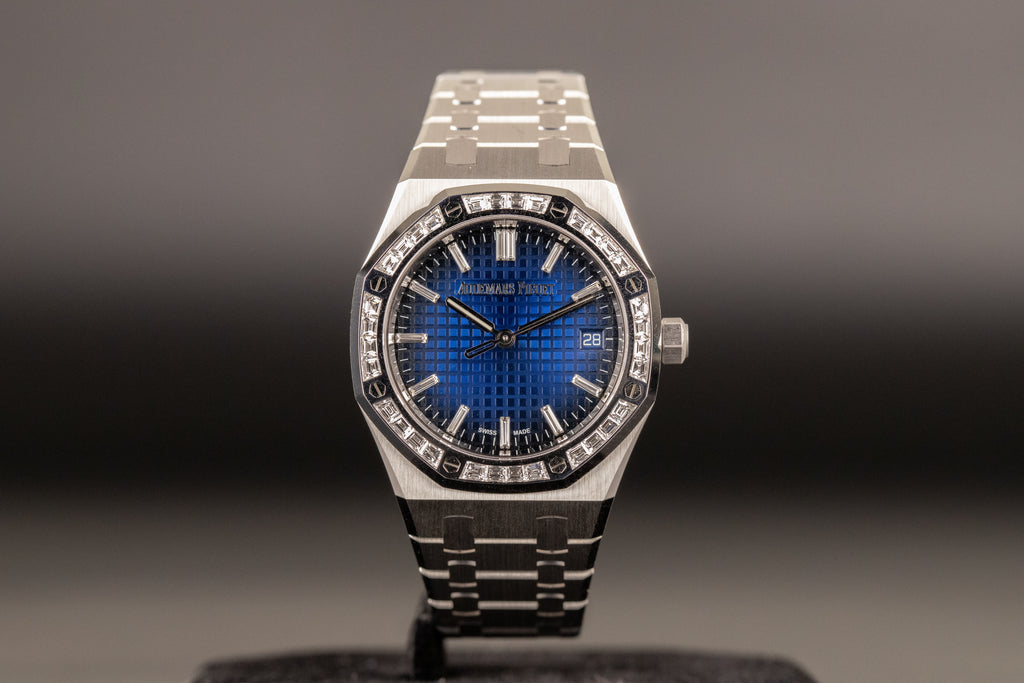 Audemars Piguet77451BC Royal Oak Blue Dial Diamond Bezel – Newport ...