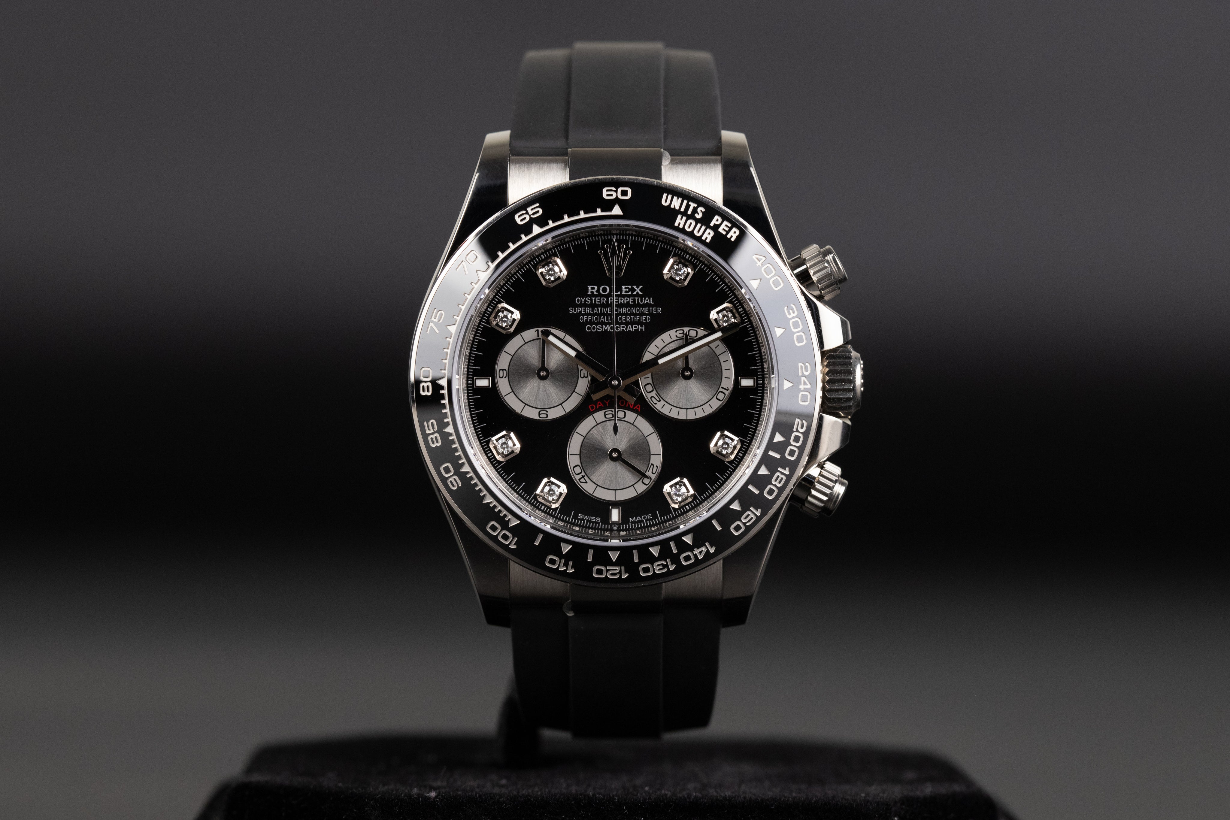 Rolex 126519LN Daytona Black Diamond Dial Oysterflex – Newport Watch Club